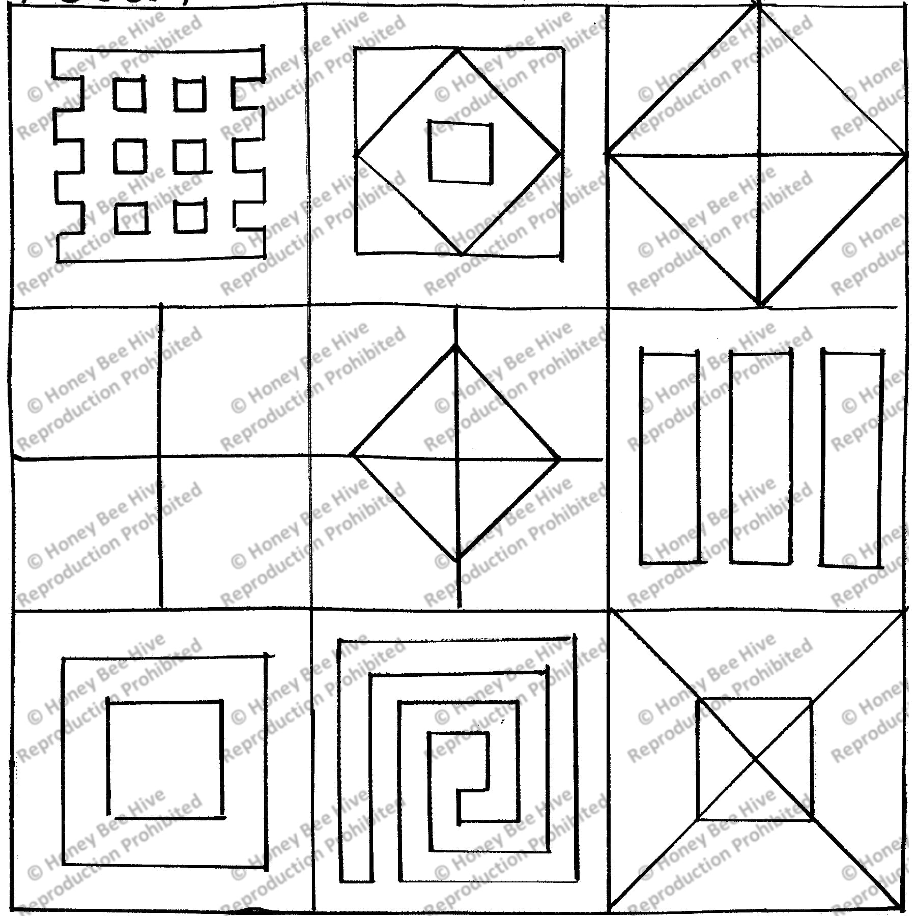 Rug Hooking Pattern: Geomertric Potpouri (TS524) | Honey Bee Hive Rug ...